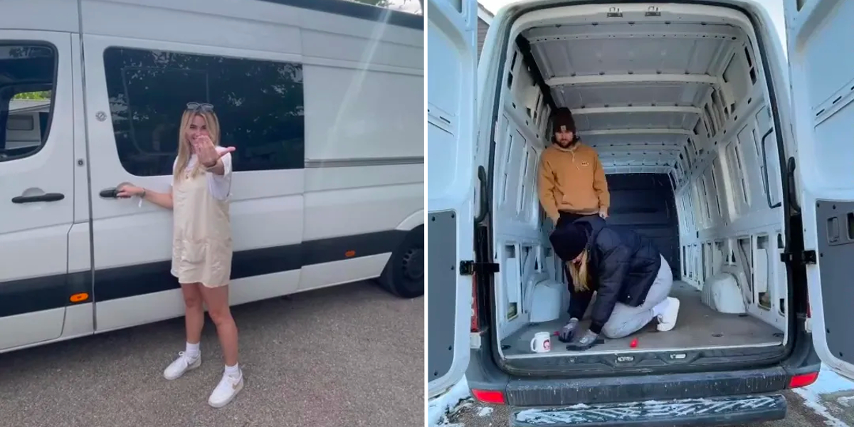 Ungt par bor i deres ombyggede varevogn: Du gætter aldrig, hvad de har fået plads til inde i den