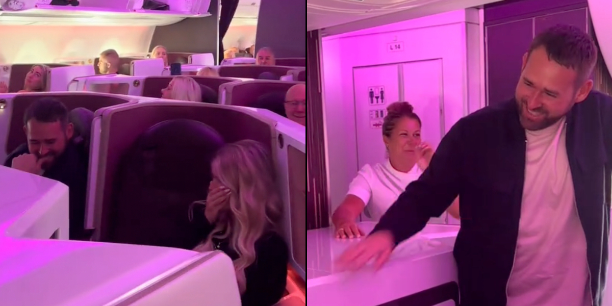 Pilot beder par om at vende sig om: De får et chok over synet, der møder dem