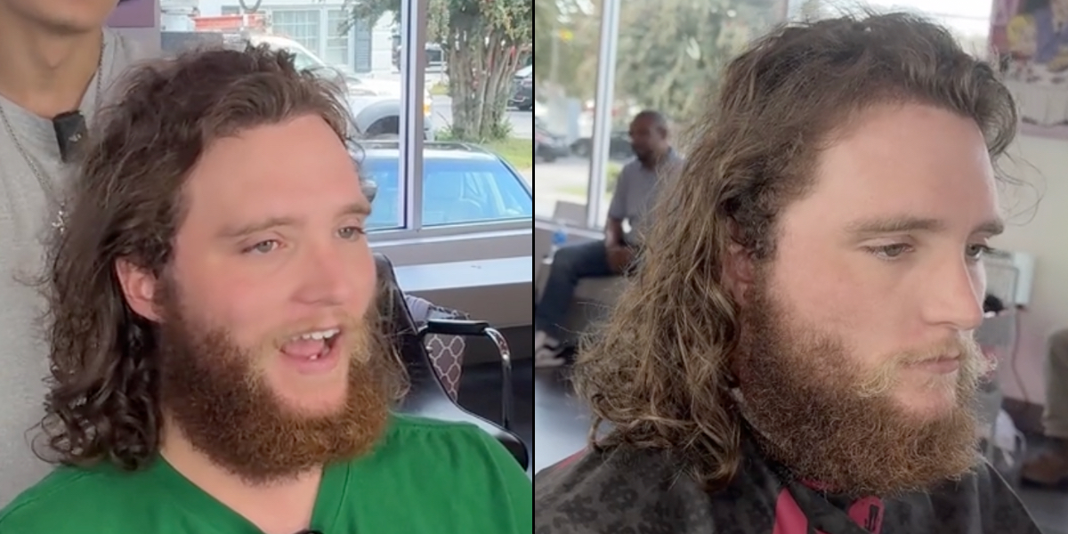 Mand får ny frisure for første gang i 20 år: Da han er færdig, er han ...